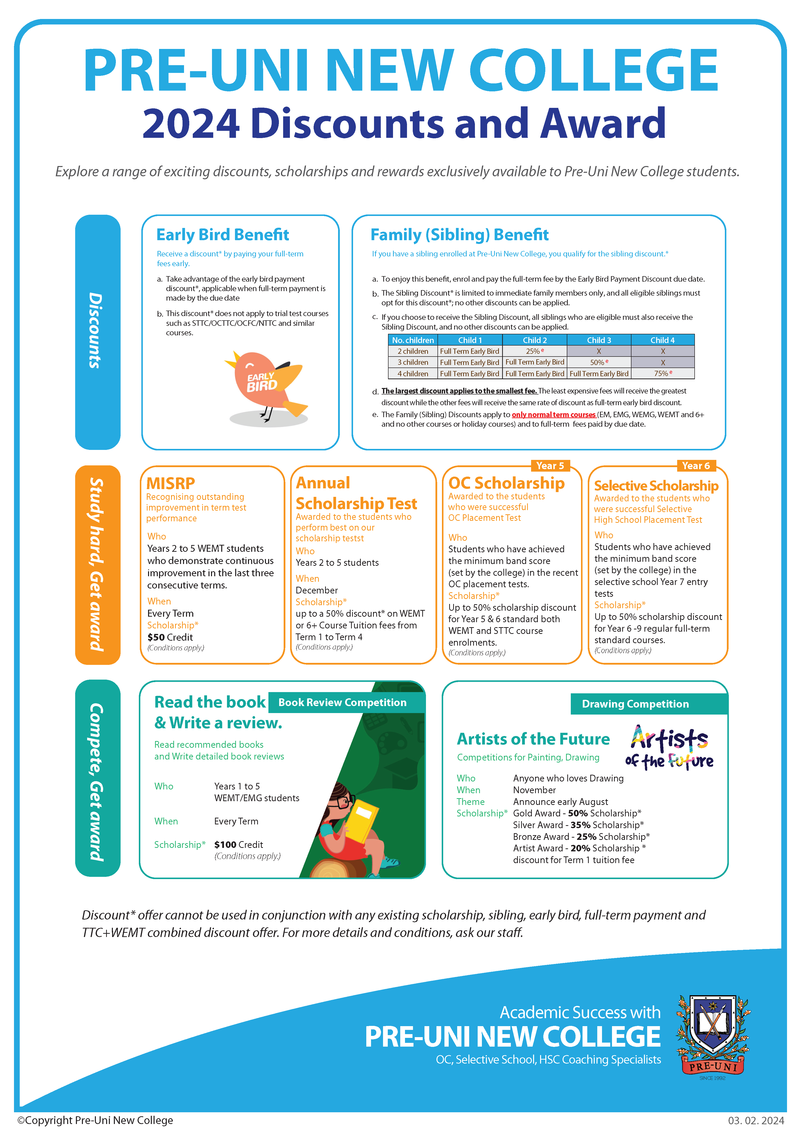 Cyberschool - Pre-Uni New College Discount and Award List