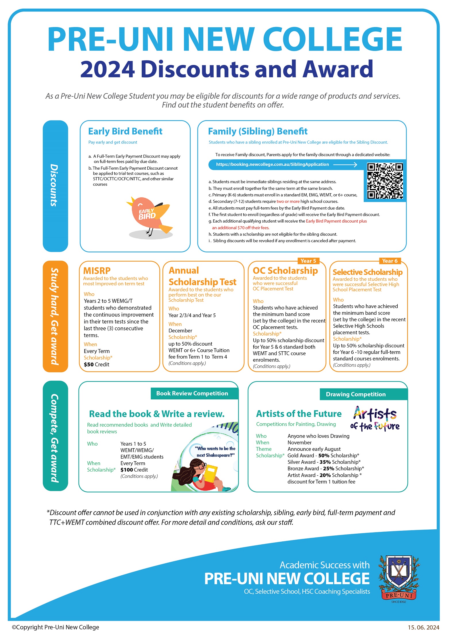 Cyberschool - Pre-Uni New College Discount and Award List