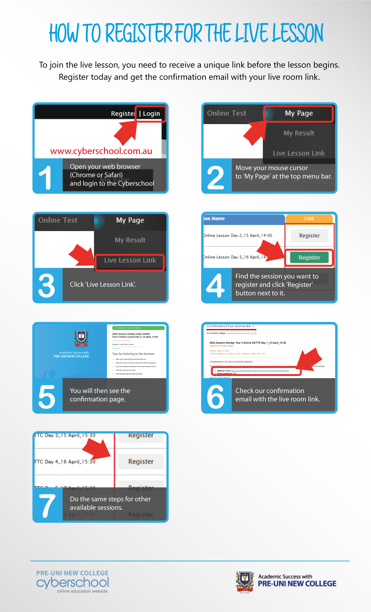 HOW TO REGISTER FOR THE LIVE LESSON
